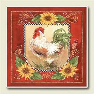 Amazon.com: ABSORBASTONE COASTER SET ~ CHANTICLEER ROOSTER