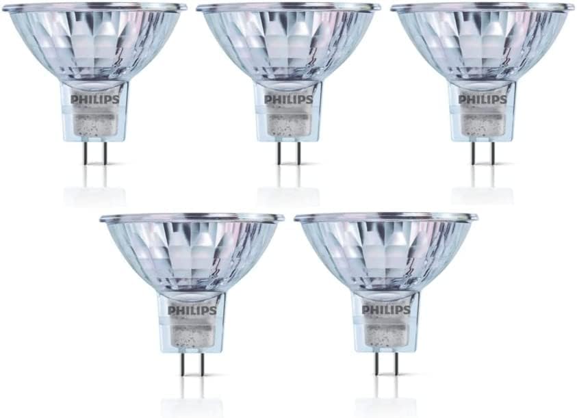 5Pack Philips Halogen 12V MR16 50W GU5.3 36D 4000Hrs Dimmable Halogen ...