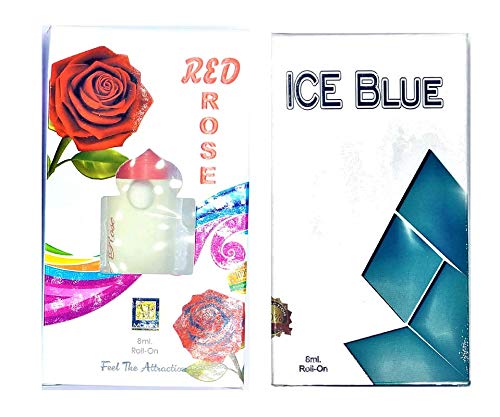 Raviour Lifestyle Ice Blue and Red Rose Floral Alcohol-free Attar for ...