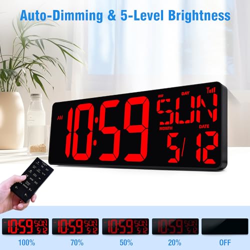 Snapklik.com : TXL Large Digital Wall Clock Bluetooth Sync Time, 17.2 ...