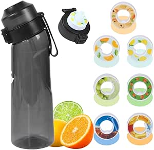 Sports Air Scent Water Bottle with 7 Fruit Flavor Pods, 22oz/650ML BPA Free, Sugar free flavor ...