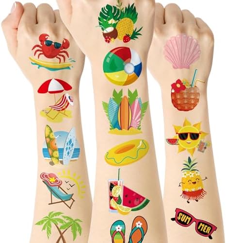Amazon.com : EMOME 50 Sheets Hawaiian Tattoos for Kids, Individually ...