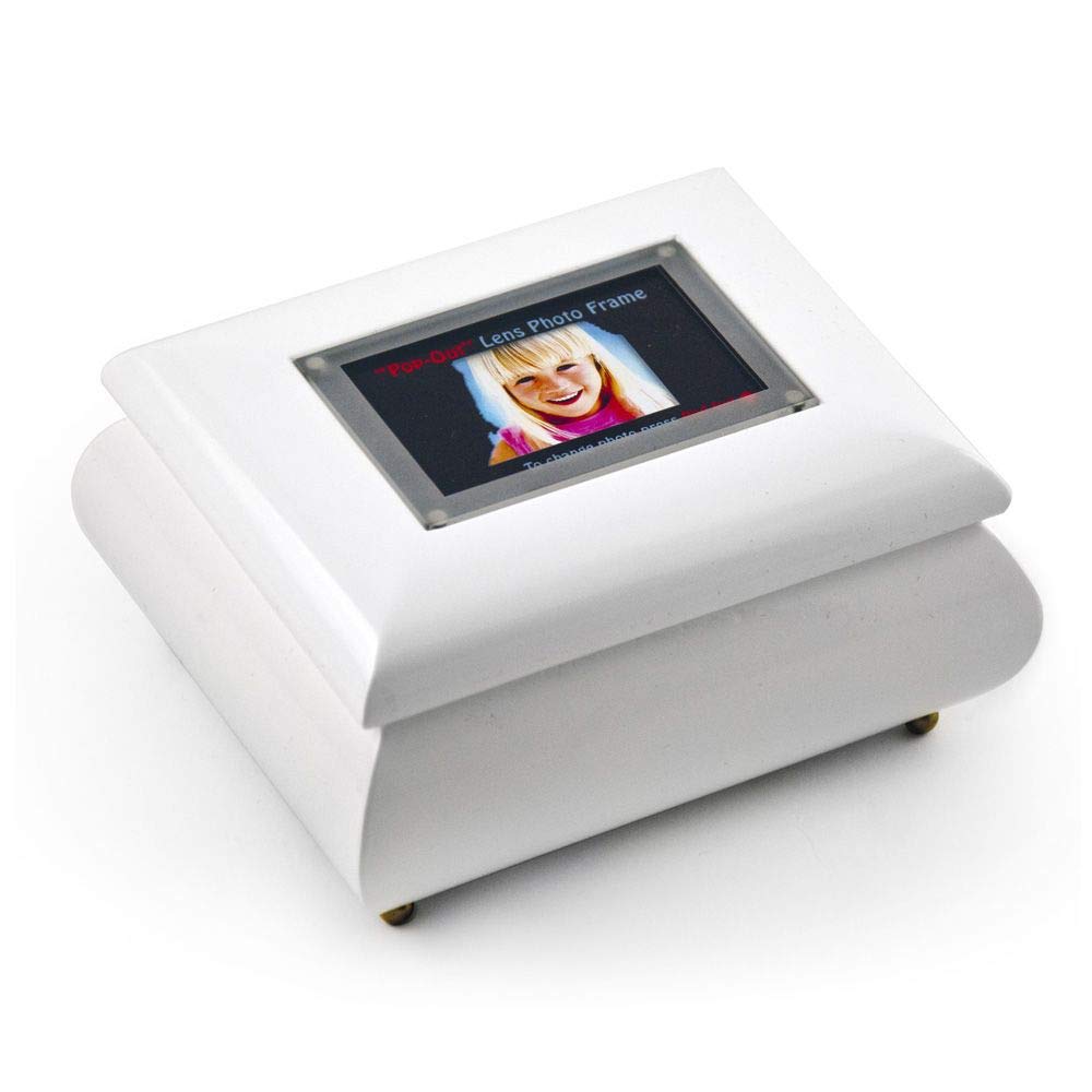 Buy 3" X 2" Wallet Size White Lacquer Photo Frame Music Box With New ...