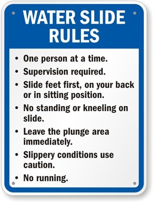 SmartSign 24 x 18 inch “Water Slide Rules - One Person At A Time ...