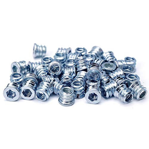 Snapklik.com : Threaded Inserts For Wood 1/4-20 X 10mm 50 Pieces