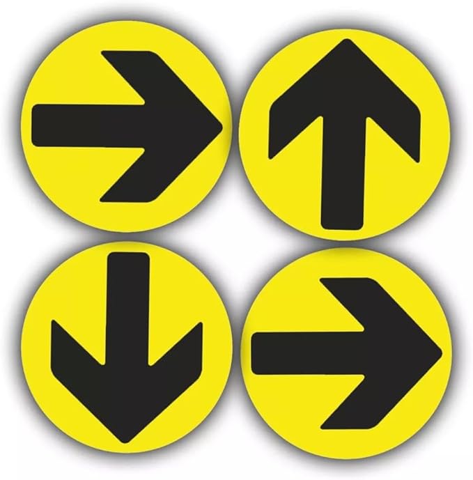 4-Pack - Yellow & Black Caution Direction Arrow Vinyl Stickers - Social ...
