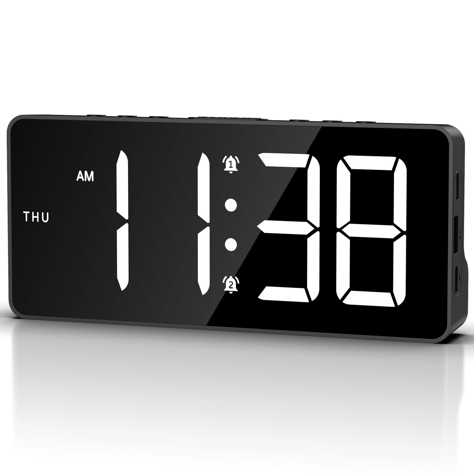 OQIMAX Digital Alarm Clock, Large LED Display Bedside Clock with 5 ...