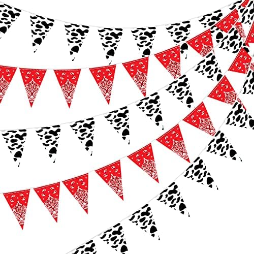 Amazon.com: Boao 5 Packs Cow Print Pennant Banners, Cow Bunting Banner ...