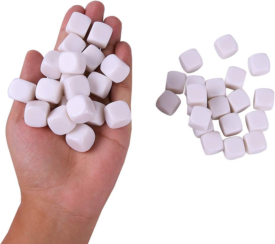 Ancoo 25 Pieces 16mm Blank Dice for Board Games White Game Dice – TopToy