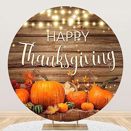 Amazon.com : Happy Thanksgiving Round Backdrop Cover 7ft Pumpkin Maple ...