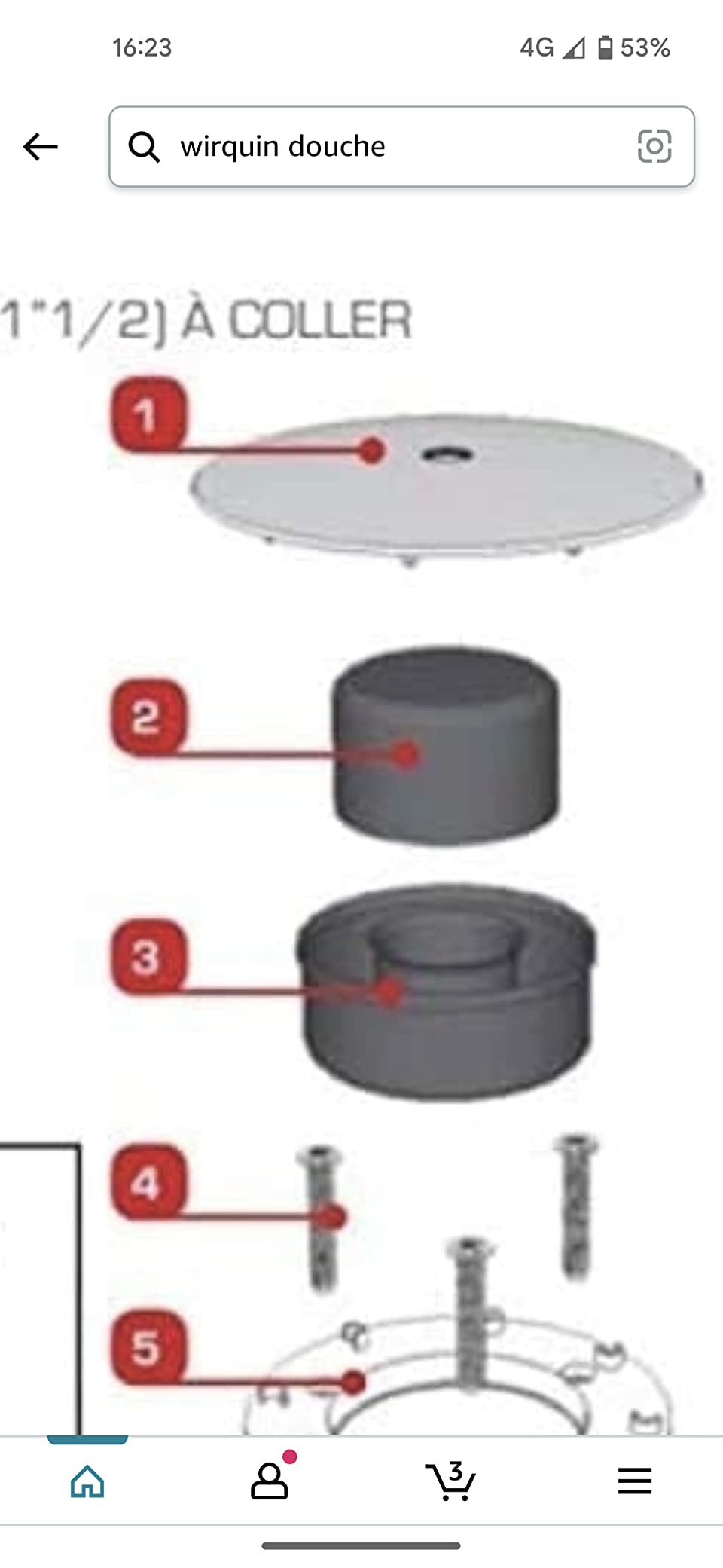 Wirquin 30719156 Godet et cloche en ABS pour bonde de douche Wirquin ...