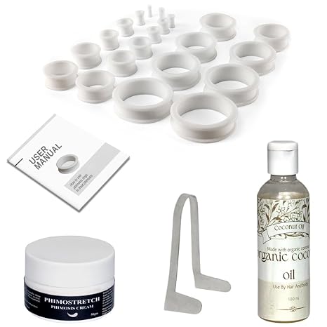 Phimostretch Phimosis stretching rings kit with coconut oil, phimosis ...
