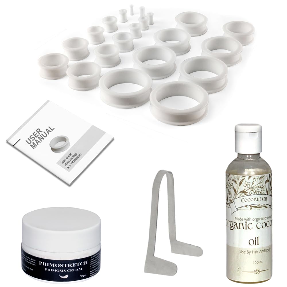 Buy Phimostretch Phimosis stretching rings kit with coconut oil ...