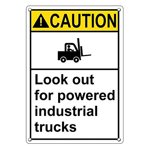 Amazon.com: Weatherproof Plastic Vertical ANSI Caution Look Out for ...