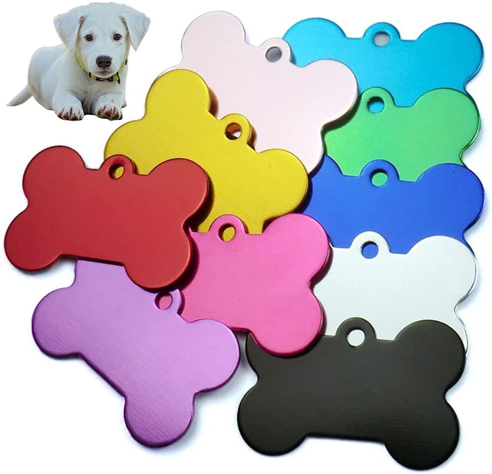 IYBQIU 14 Pieces Bone Shaped Dog Tag Pet ID Tag Bone Shape Phone Number ...