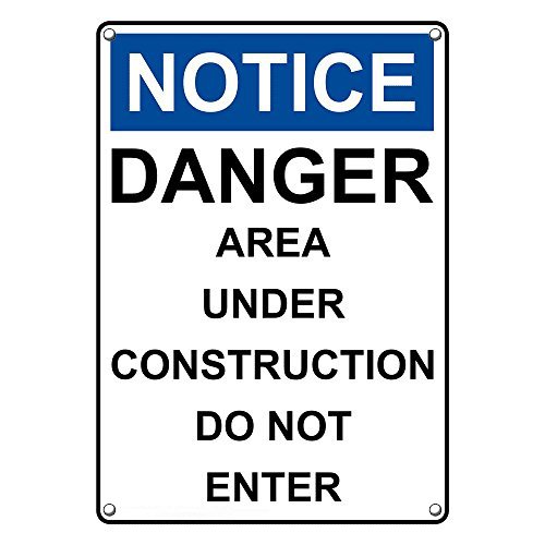 Amazon.com: Weatherproof Plastic Vertical OSHA Notice Danger Area Under ...