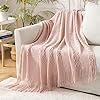 Amazon.com: MIULEE Light Pink Knitted Throw Blanket for Couch Bed, Boho ...