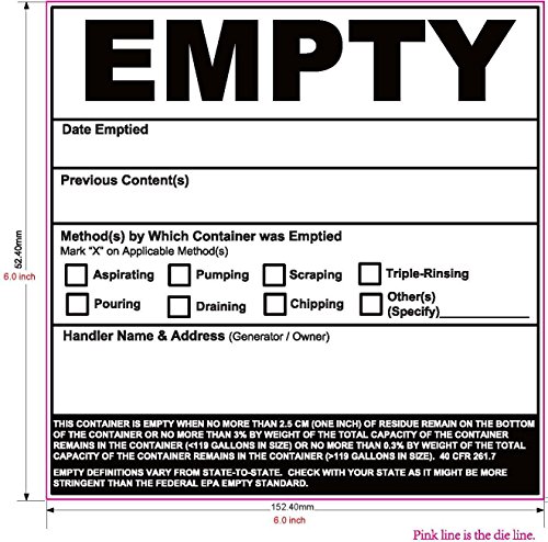 New 2016 Updated Empty Label OSHA Hazardous Waste Label 6"x6", Tough ...