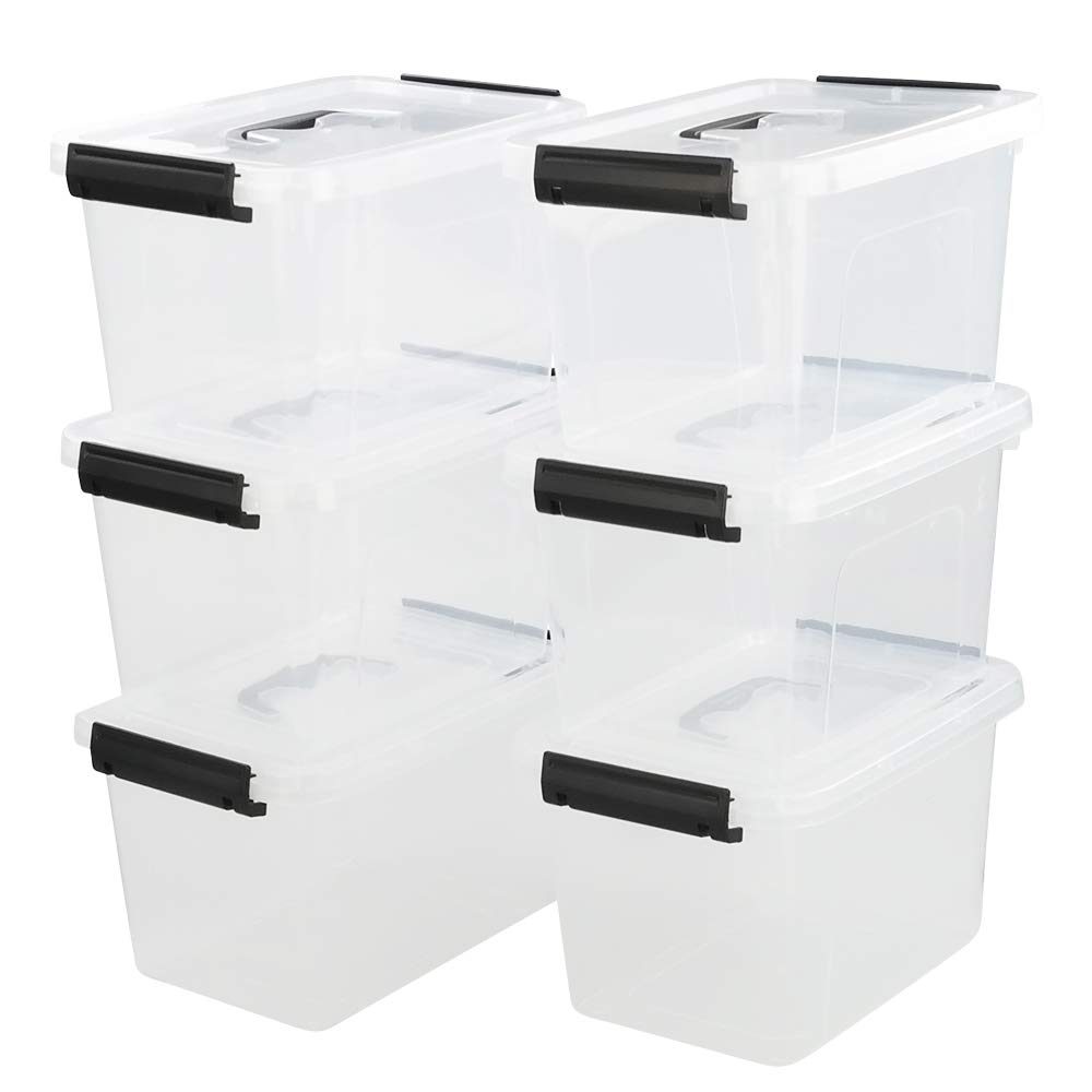 Qqbine 6 L Plastic Storage Box with Lids and Handles, Packs of 6 ...