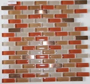 Amazon.com: Red Eye - Brozne Metal Tile & Red, Orange, Beige Glass Tile ...