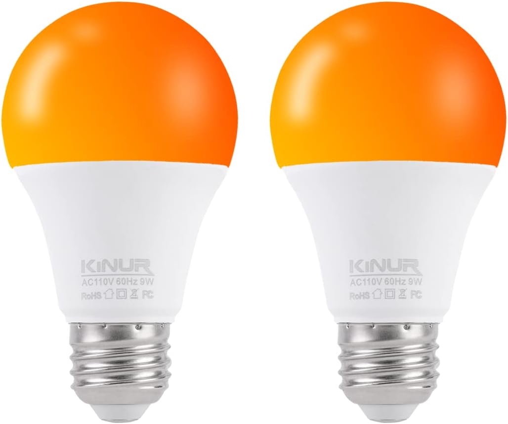 KINUR LED Amber Light Bulbs, A19 9W(60W Equivalent) 1800K E26 A19 Amber ...