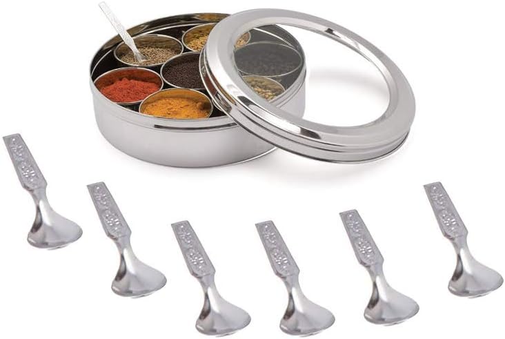 Amazon.com: Stainless Steel Masala Dabba Spice Box,Spice Containers ...