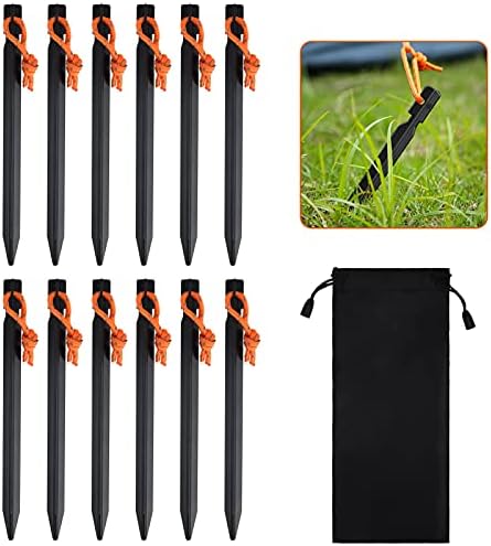 Newofview Camping Pegs, Pack of 12 Ultralight Heavy Duty Aluminium ...