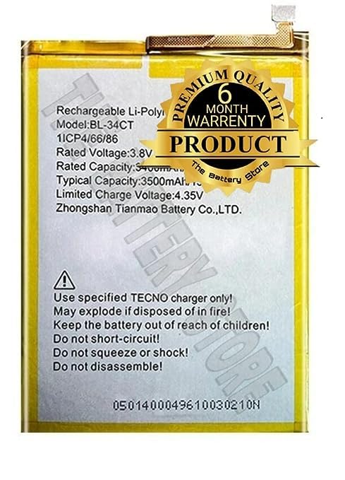 Original BL-34CT Battery for Tecno Camon i4 / Camon -iSky3 / KB3 / CB7 ...