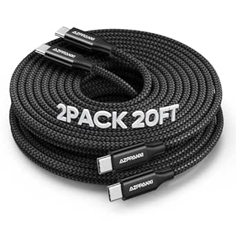 Amazon.com: USB C Cable 20FT, 2-Pack Extra Long Type C to C Cord 60W ...