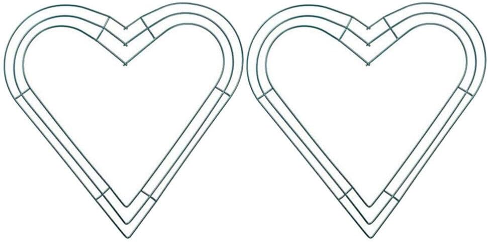 Amazon.com: Luxshiny Heart Shaped Wire Wreath Frame 2pcs Metal Wreath ...