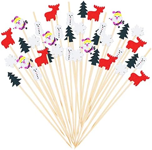 Amazon.com | Jiesky 100 Pcs 4.7in Christmas Tree Cocktail Picks,6 Kind ...