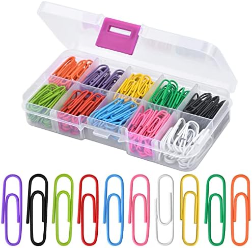 Paper Clips, 250 Pcs Coloured Paper Clips, Coated Metal Paperclips U ...