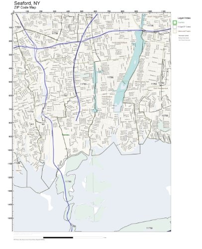 ZIP Code Wall Map of Seaford, NY ZIP Code Map Laminated : Amazon.in ...