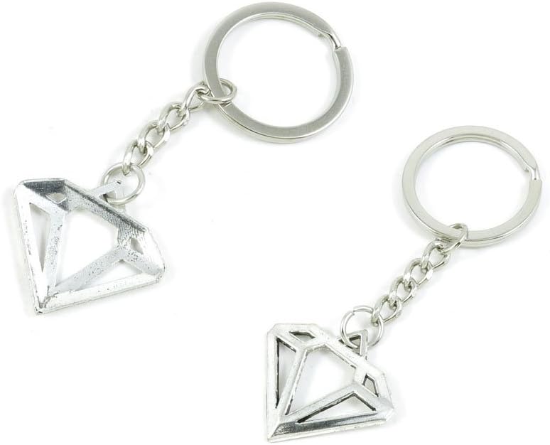 Amazon.com: 10 PCS Diamond Shape Keychain Keyring Jewelry Making Charms ...