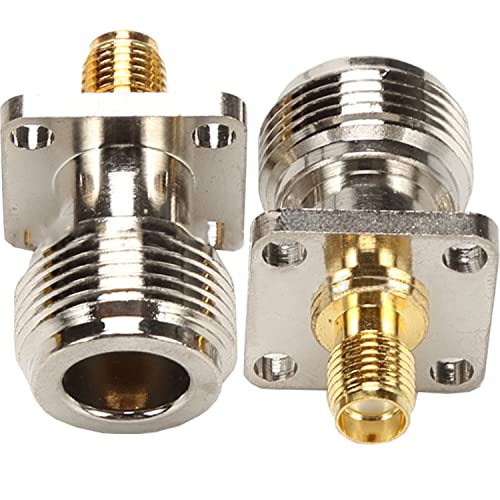 Fohevers 2 Pcs SMA Female to N Type Female Panel Mount Connector 4-hole ...