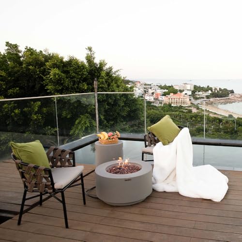 Modeno Waterford Outdoor Fire Pit 27 Inches Propane Round Firepit Table ...