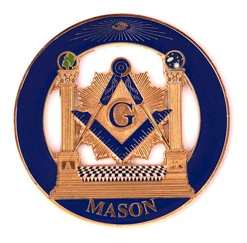 Amazon.com: Double Columns Round Masonic Auto Emblem - [Gold & Blue][3 ...