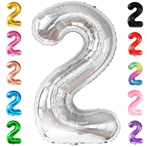 Snapklik.com : Big Silver Number 2 Balloon - 40 Inch Silver 2 Balloon ...