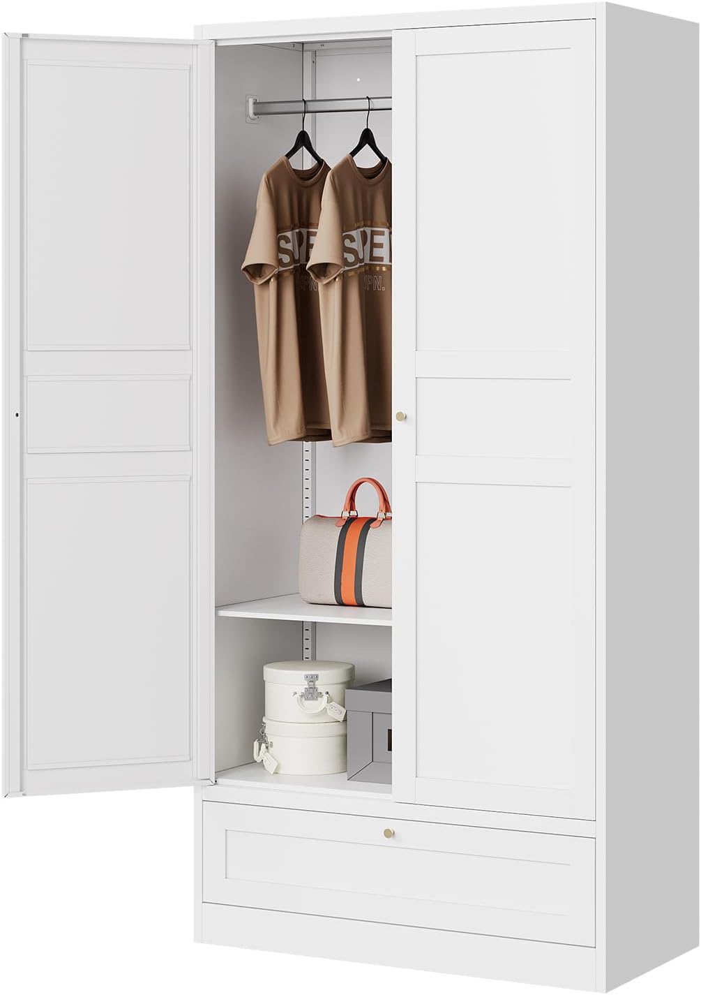 Amazon.com: IRONCK Armoire Wardrobe Closet with Door and Drawer, 71 ...