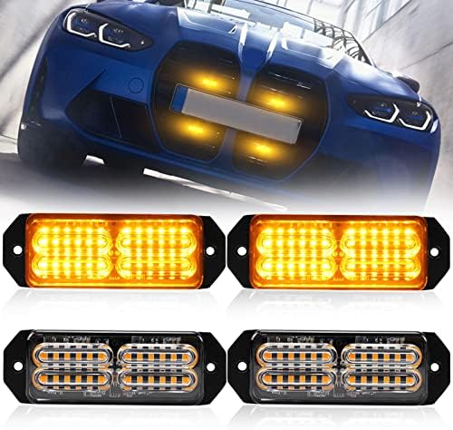 JMEST LEAD 4PCS 24 LED Amber Strobe Lights 12V-24V Super Bright ...