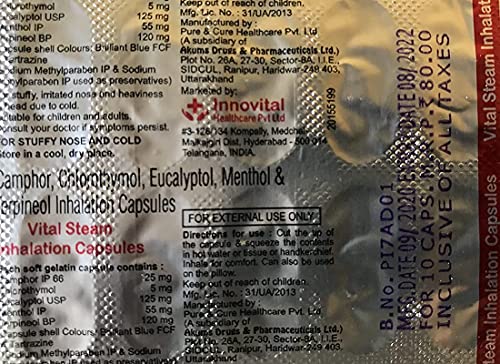 Innovital Health care Vital Steam Inhalation Capsules Nasal ...