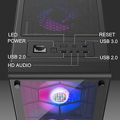Snapklik.com : MUSETEX ATX PC Case Pre-Installed 6pcs ARGB Fans, USB 3. ...