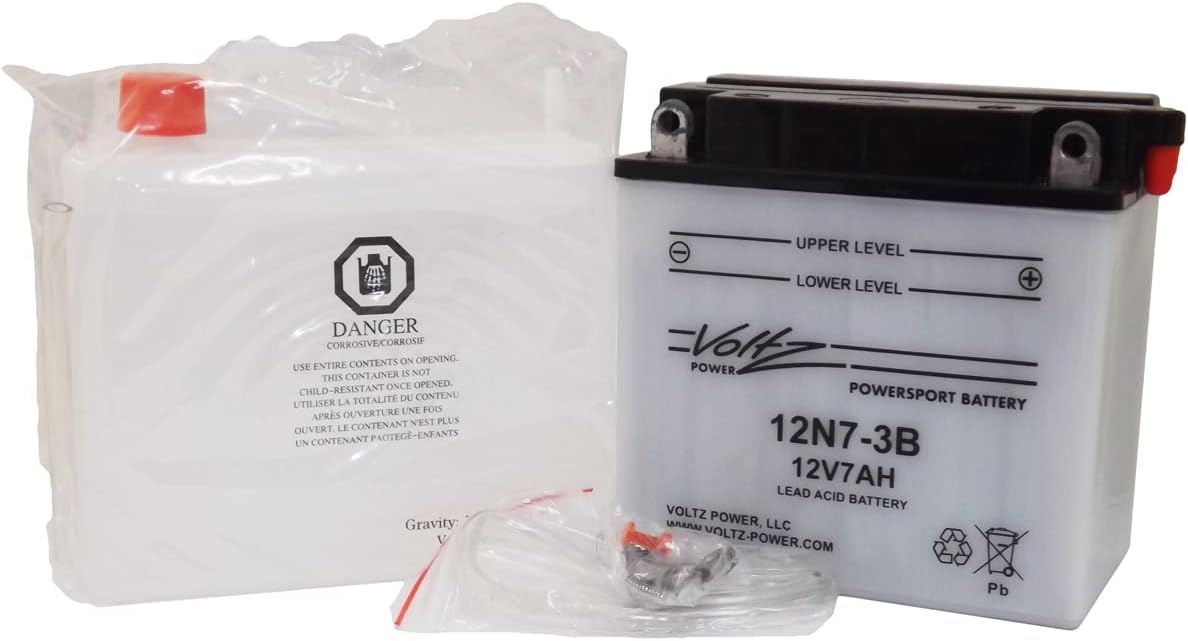 Voltz Power Batería Powersport convencional 12N7-3B con paquete de ácido