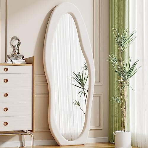 Amazon.com: Honyee Full Length Mirror, 63" x 24" Wall Mirror, Flannel ...