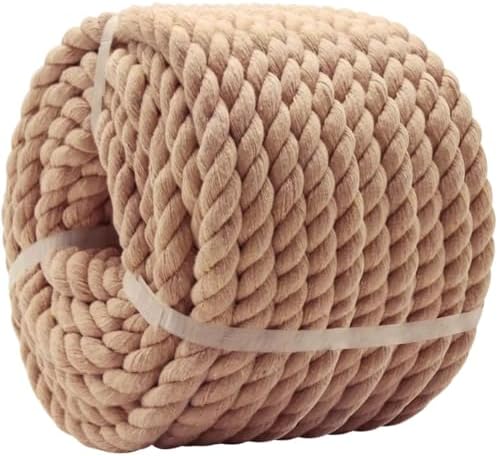 Amazon.com: Twisted Cotton Rope 1/2 ″× 100′ Natural Brown Thick Rope ...