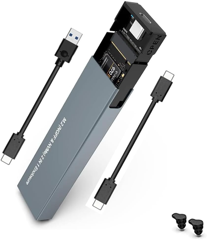 Verilux® M.2 NVME SATA SSD Enclosure, Dual Protocol Aluminum Alloy SSD ...