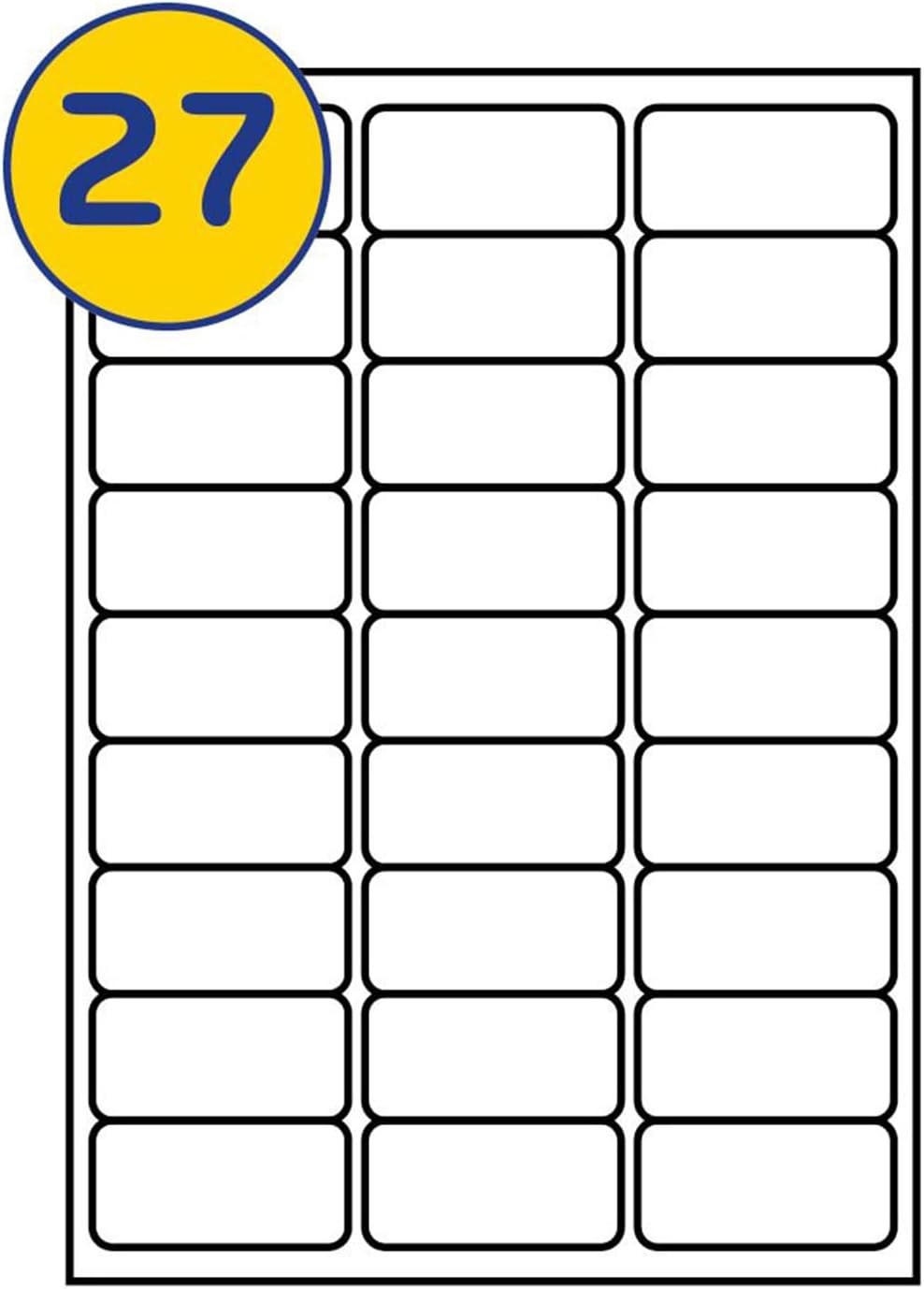 LABELS4U 500 Sheets A4, 27 Labels per Sheet, Size 63.5 x 29.6mm, Ideal ...