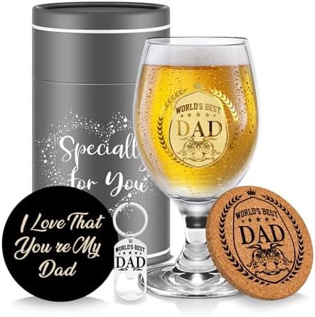 Blumuze Fathers Day Dad Gifts, 510ml Beer Glass with Coaster Gifts for ...