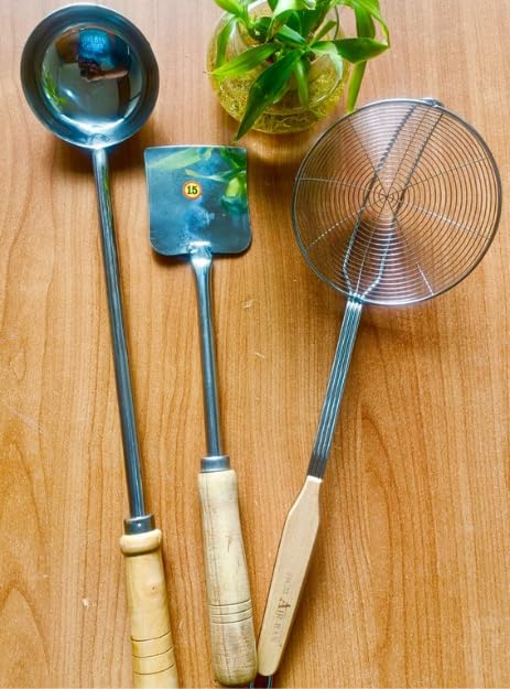 Buy Lakshmi Stainless Steel Kitchen Tools Combo Set of Big Ladle/Spoon ...