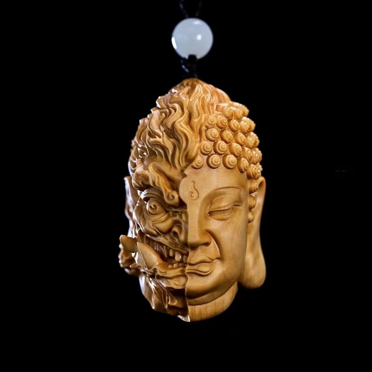 Amazon.com: WellieSTR Devil Satan Buddha Deity Head Carved Solid Wood ...